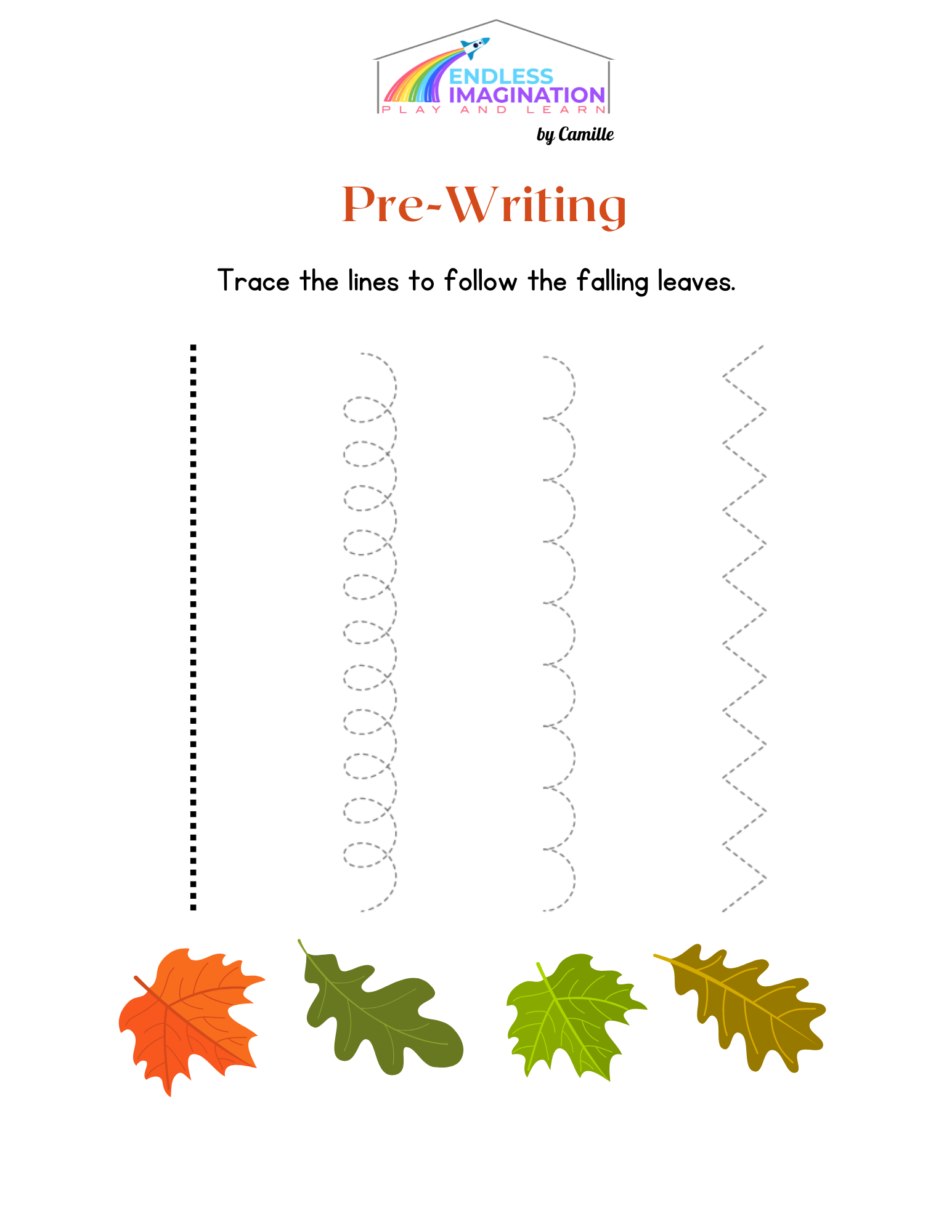 Fall Pre- Writing Worksheet – Endless Imagination LLC
